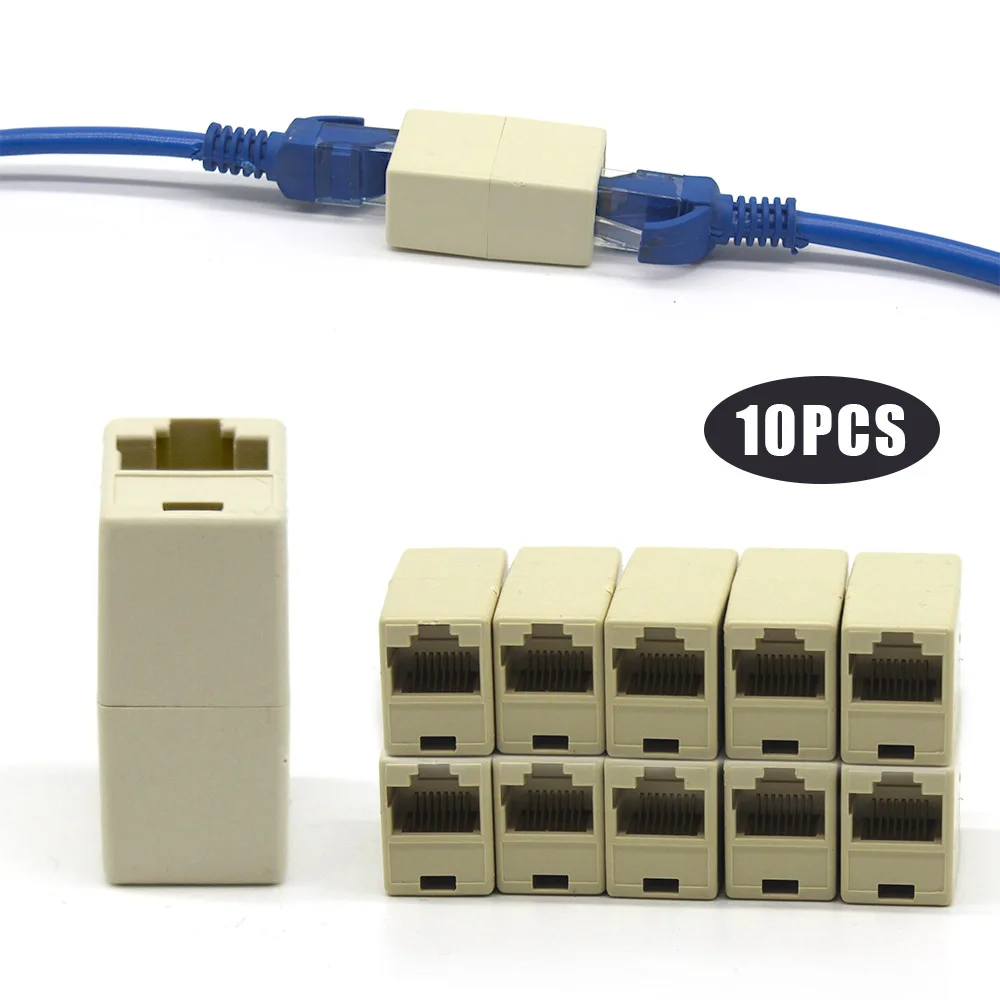 Conector de Cable de red Ethernet de doble cabeza recta, acoplador de ...