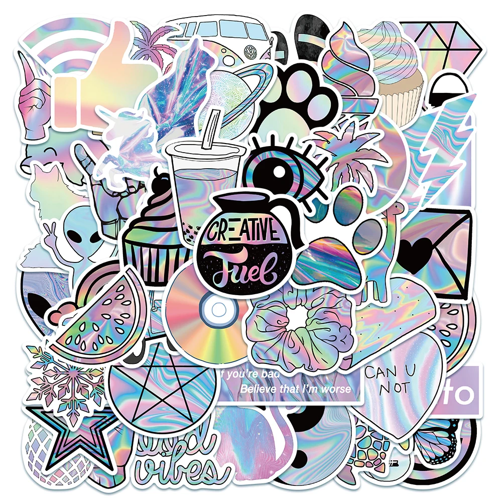 50pcs-Mixed-VSCO-Holographic-Laser-Cartoon-Cool-Stickers-Girl-DIY ...