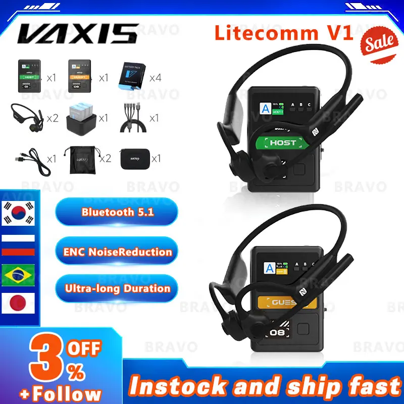 Vaxis Litecomm V1 2S 4S 6S 8S Bluetooth Full-duplex Wireless Intercom ...