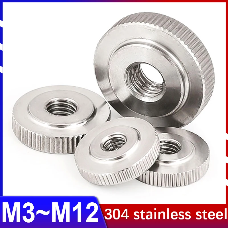 304-Stainless-Steel-GB807-Knurled-Hand-Thin-Nut-Through-Hole-Flat-Head ...