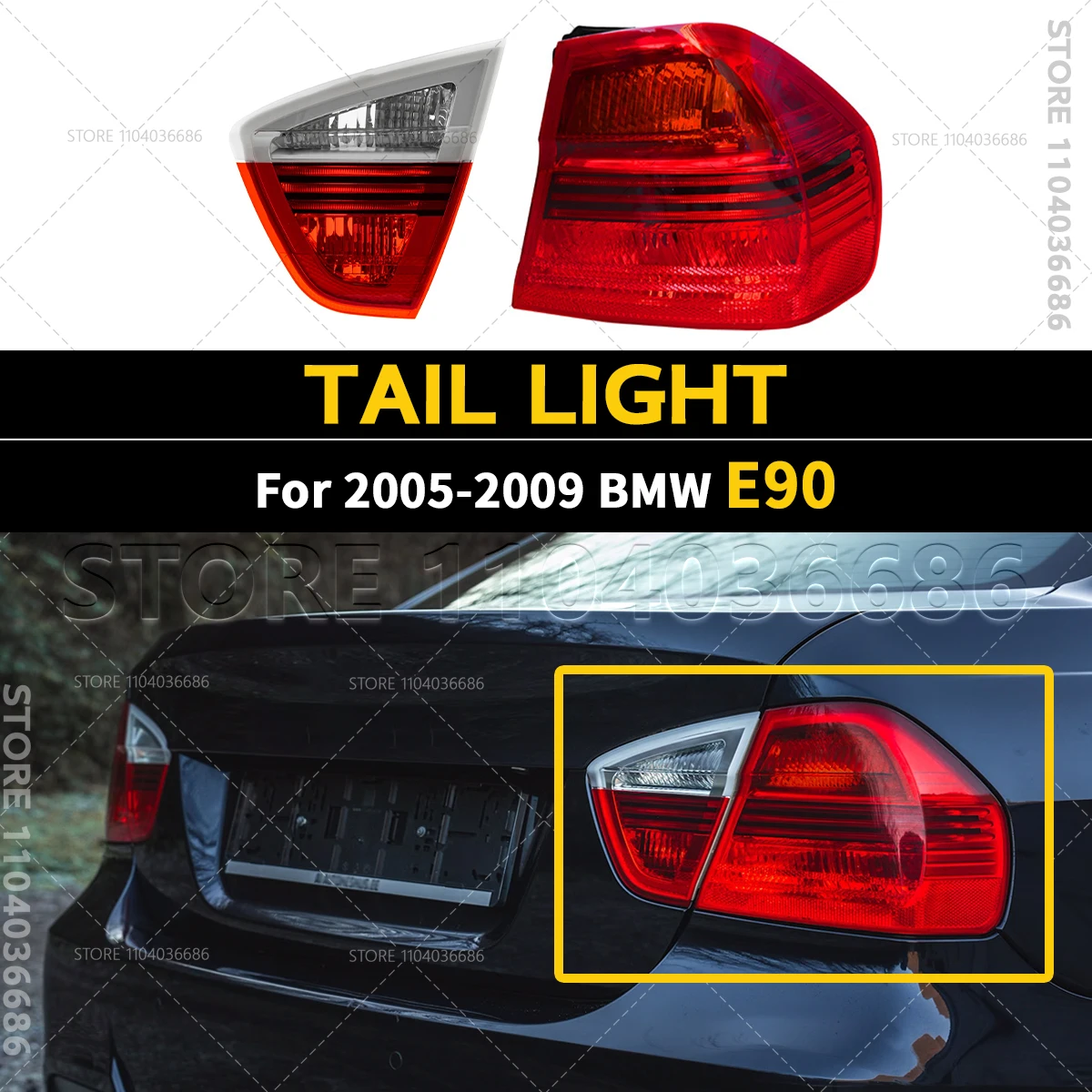 For 2005-2009 E90 BMW 323i 325i 328i 330i 335i M3 Tail Light Rear Lamp ...