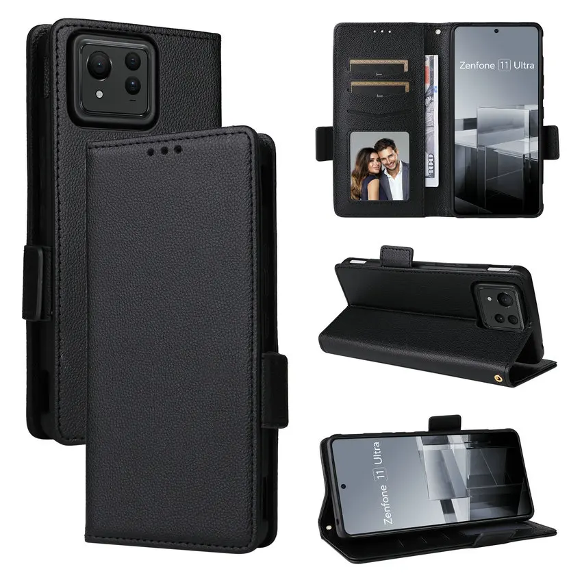 100pcs-lot-For-ROG-Phone-8-Pro-Litchi-Wallet-Magnet-Flip-Leather-Case ...