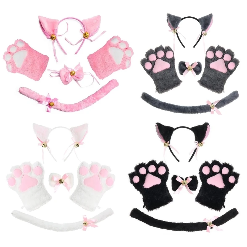Cats-Costume-Set-Cats-Ears-Headband-Headdress-Cats-Tail-Bow-Tie ...