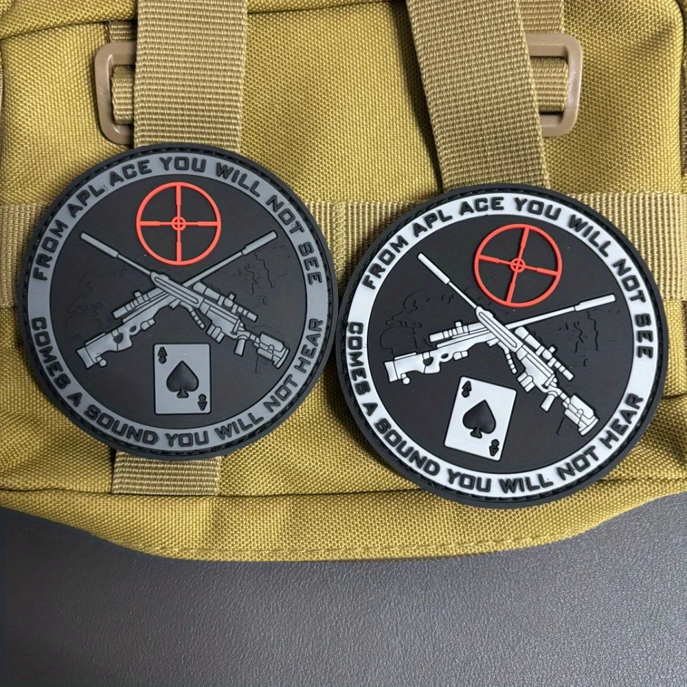 Sniper PVC Patch Tactical Morale Sniper Ace Card Gun Patch Hook&Loop ...