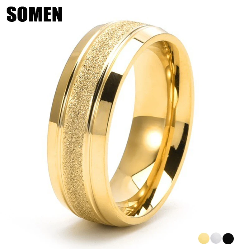 Somen 8mm Titanium Steel Frosted Rings For Women Men Romantic ...