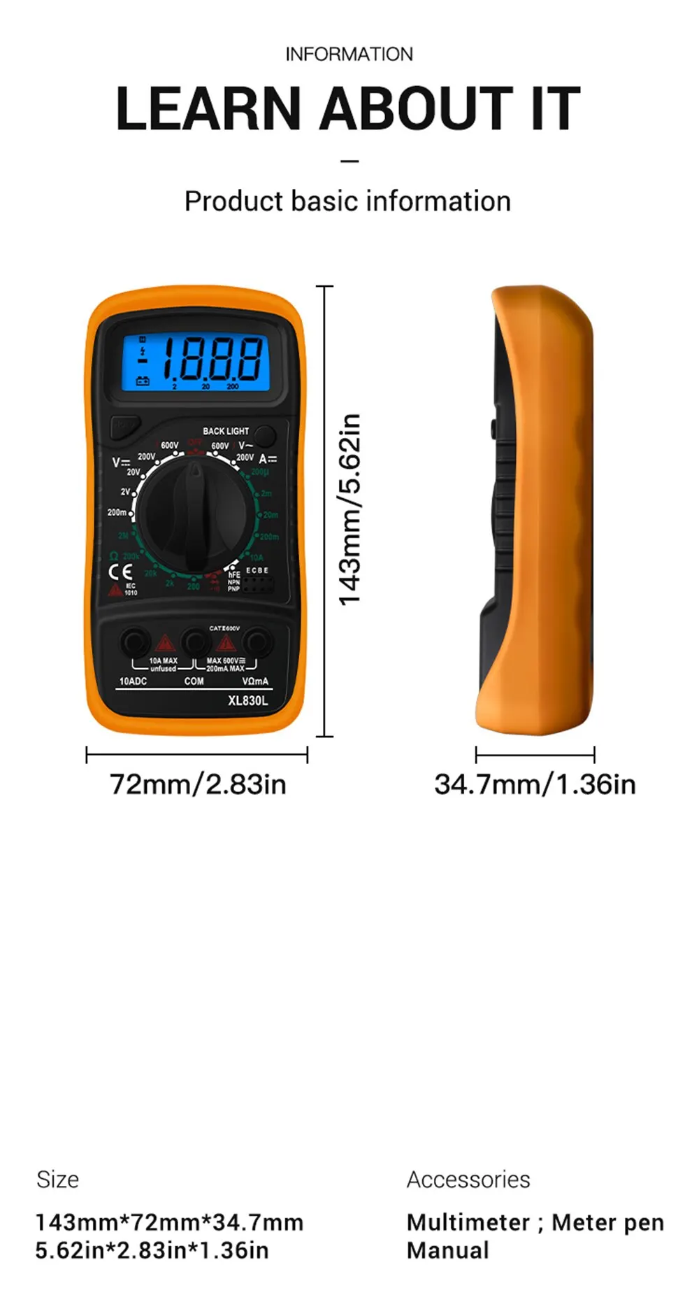 Multímetro Digital Portátil XL830L - Express Solutions