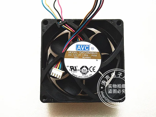 Original para AVC DATC0825B2G 8cm 8025 12V 1.60A chassi PWM de 4 linhas ...