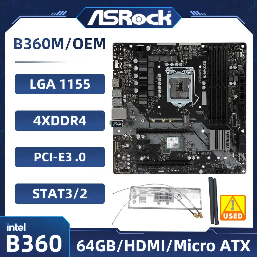 ASRock-B360M-OEM-1151-Motherboard-Intel-B360-DDR4-HDMI-M-2-Intel-Micro ...