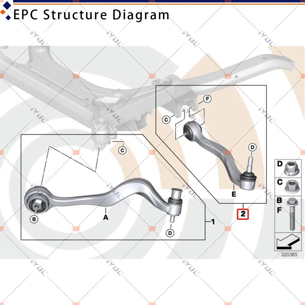 IYUL Пара передней нижней подвески, Прямой Рычаг управления для BMW 5 ...