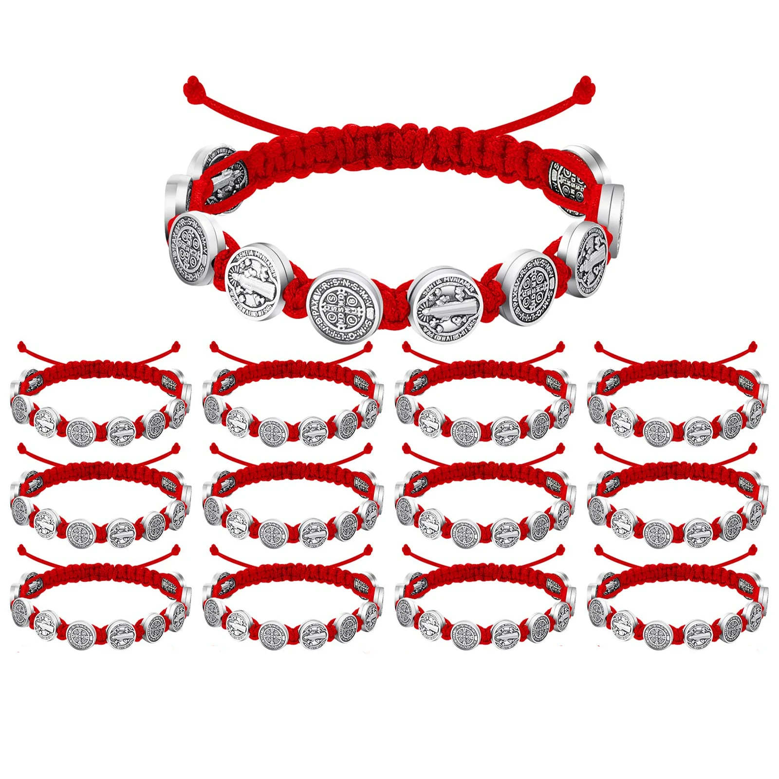 12PCS/Pack San Benito Bracelets Protection Red Black Cord Benedict ...