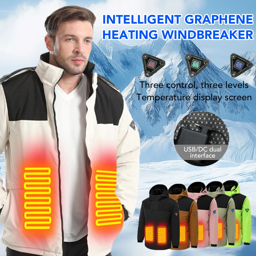 Fashion Ski Graphene Heated Jacket Couple Style Waterproof Heated Warm ...