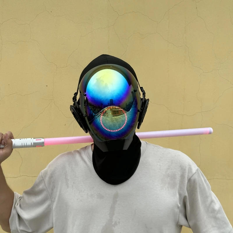 Cyberpunk Mask Punk Jewelry Techno Helmet Mechanical Led Mask ...