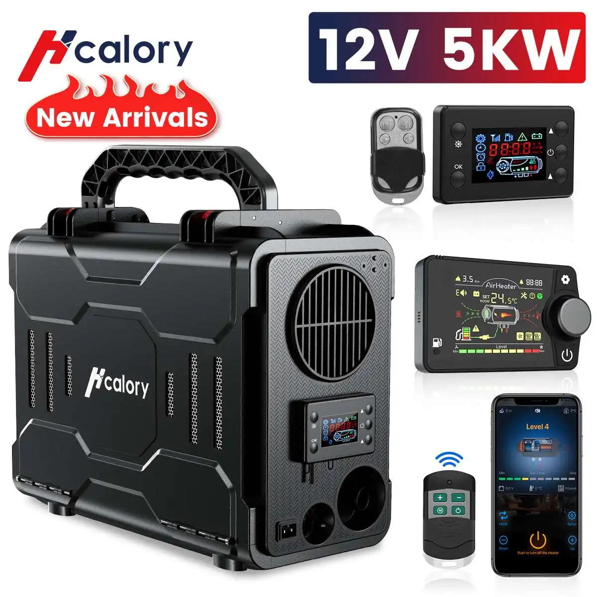 Hcalory 2022 NEW Diesel Air Heater 12V 5KW Adjustable Bluetooth App ...