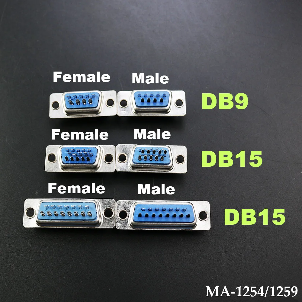 Conector-soldado-azul-DB9-DB15-con-agujero-Pin-hembra-macho-toma-de ...