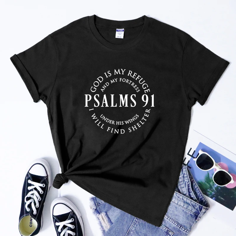 100-Cotton-Psalms-91-T-shirt-Religious-Unisex-Jesus-Christian-Clothing ...