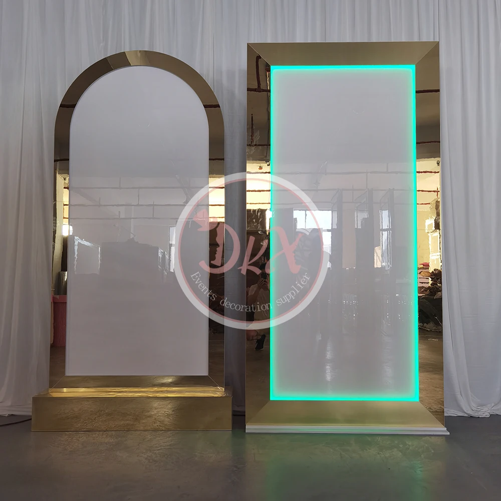 Exquisite Golden Edge Acrylic Led Welcome Backdrop Wedding Stage ...