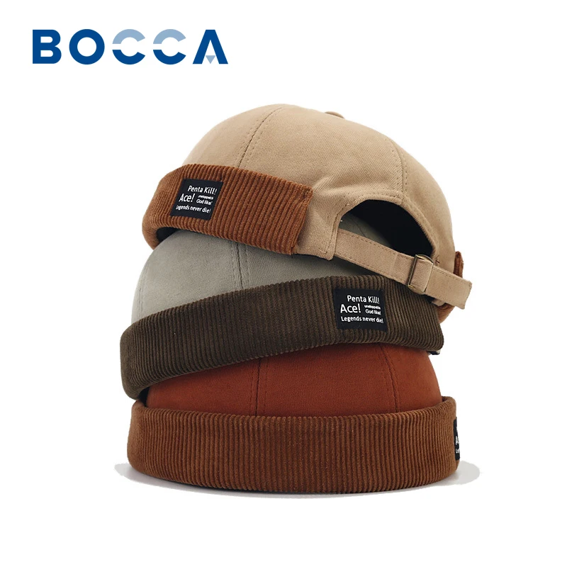 Bocca Beanie Hat Without Visor Docker Brimless Hats Dome Corduroy For ...