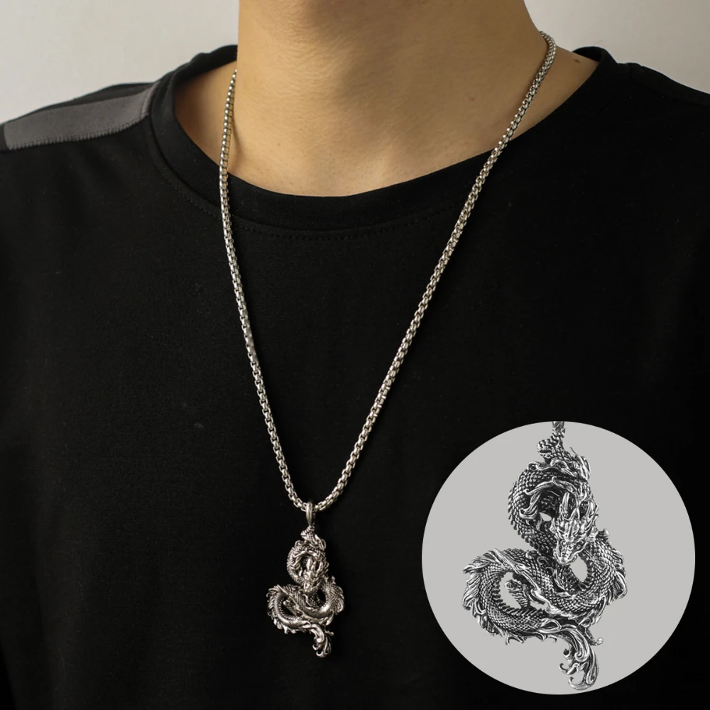 Fashion-retro-chinese-dragon-necklaces-for-men-hip-hop-zodiac-dragon ...