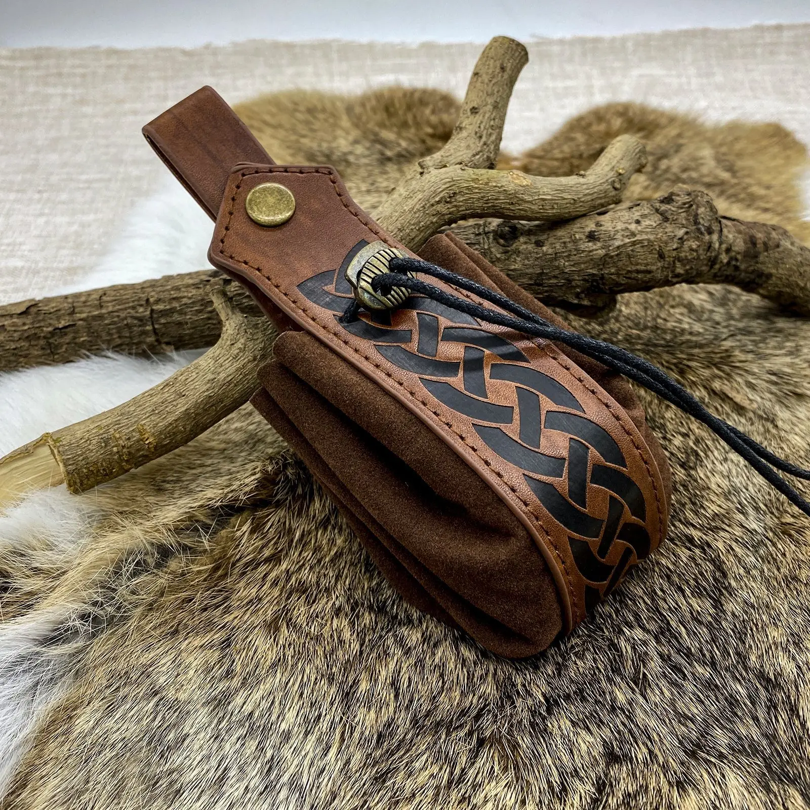 Viking-Leather-Coin-Bag-Suede-Vintage-Small-Belt-Bag-Pouch-Totem ...