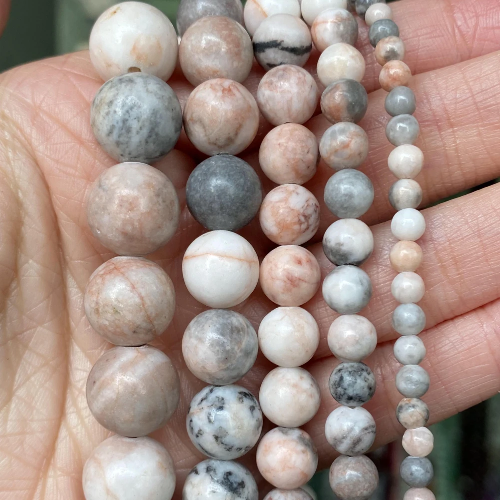 Natural Stone Beads Pink Zebra | Stone Jewelry Making Bracelet ...