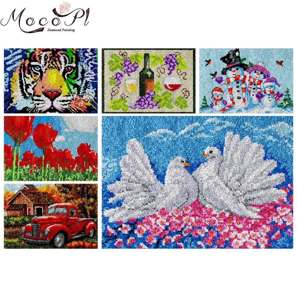 Latch Hook,Large Carpet Embroidery,Colored Rug Kits,DIY,Cross Stitch ...