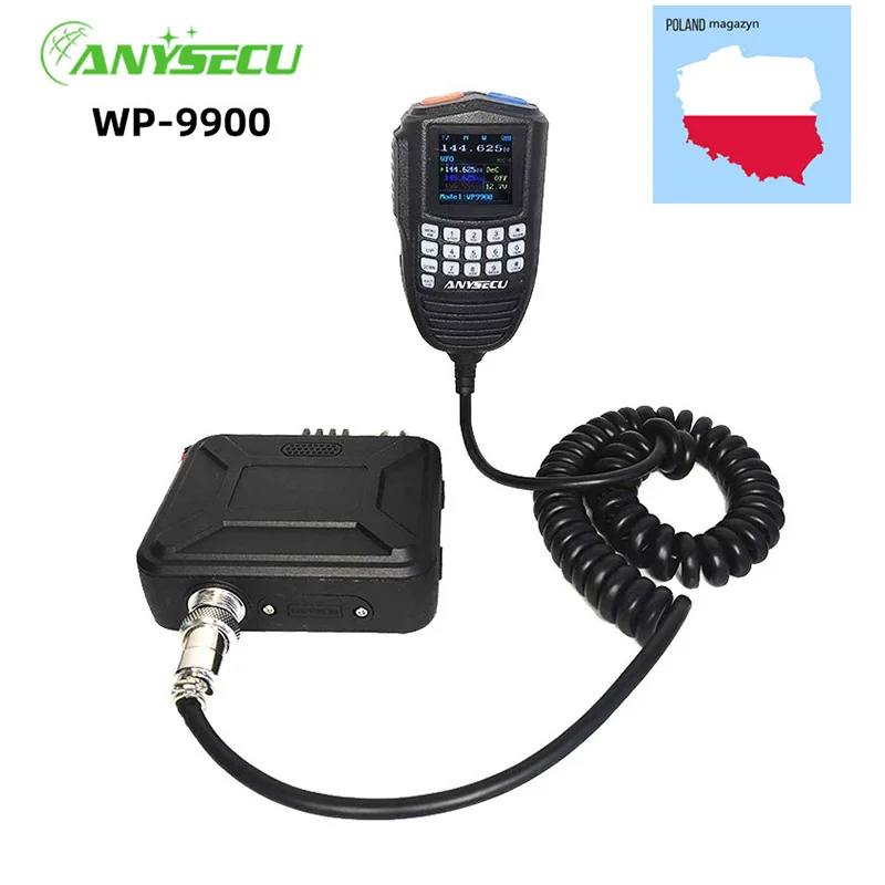 Anysecu WP-9900 Mini Mobile Radio 25W 200 Channels UHF VHF Dual Band Car Walkie Talkie with ...