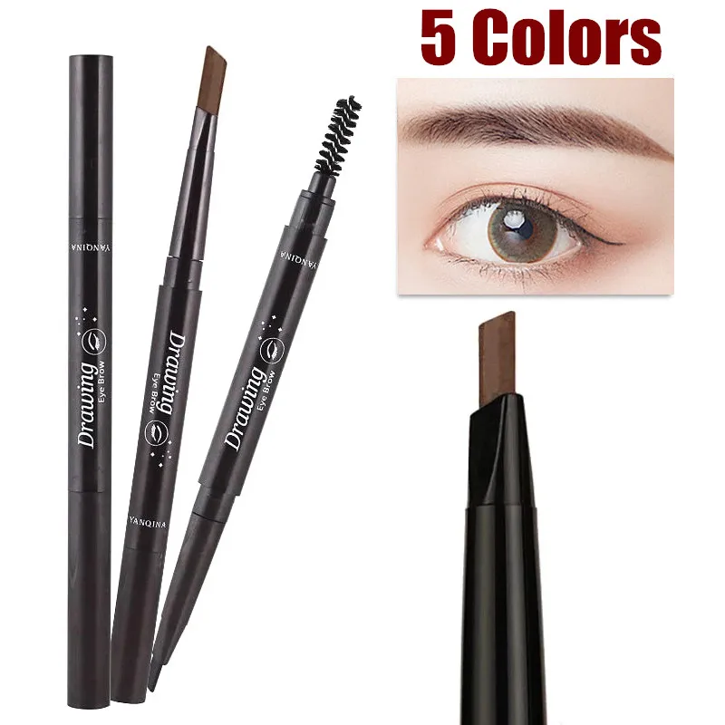 5 Colors Natural Makeup Double Heads Automatic Eyebrow Pencil ...