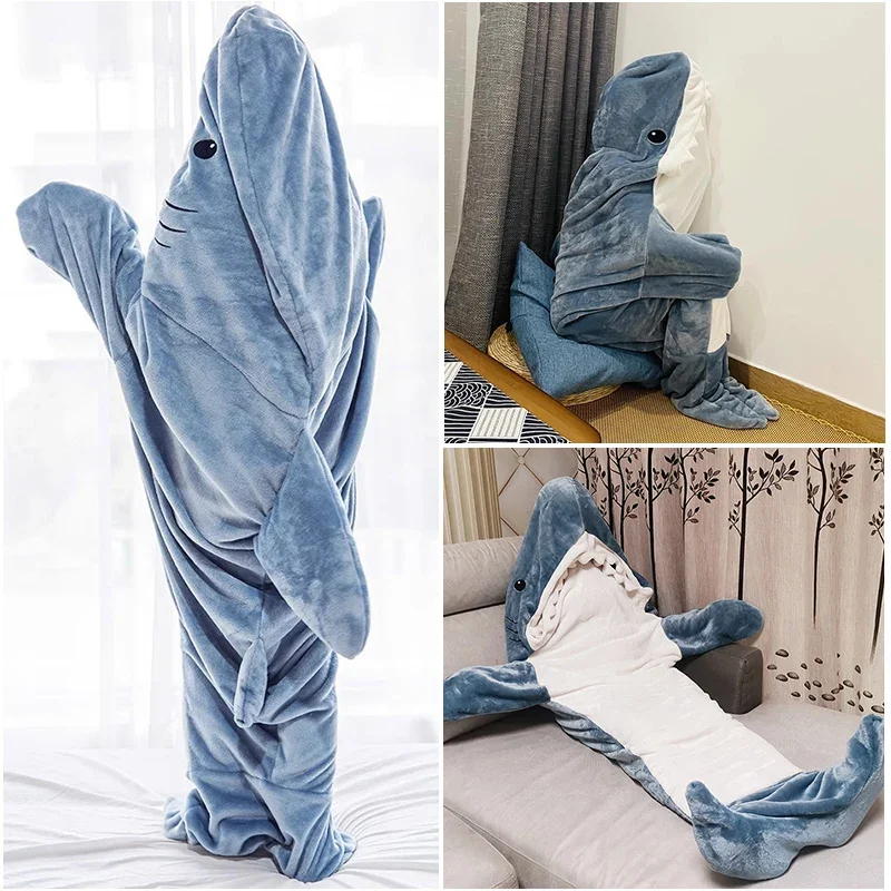 Cartoon-Shark-Blanket-Sleeping-Bag-Pajamas-Office-Shark-Sleeping ...