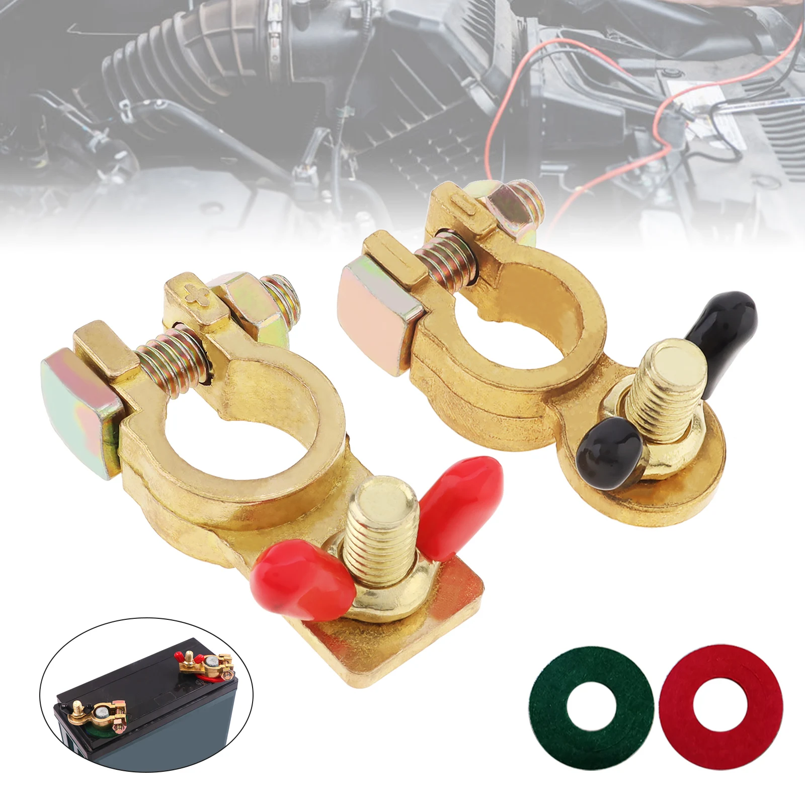 2pcs 12V Auto Car Battery Terminal Group Wire Cable Clamp Positive ...