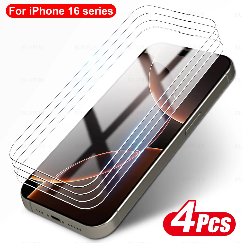 4Pcs-Tempered-Glass-For-Apple-iPhone-16-Pro-Max-Case-iPhone16-Plus ...