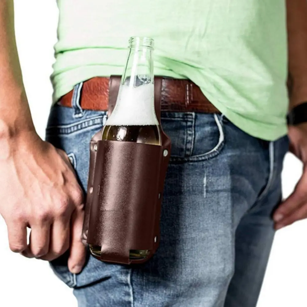 Leather-Beer-Bottle-Waist-Holster-Portable-Beer-Belt-Bag-Handy-Wine ...