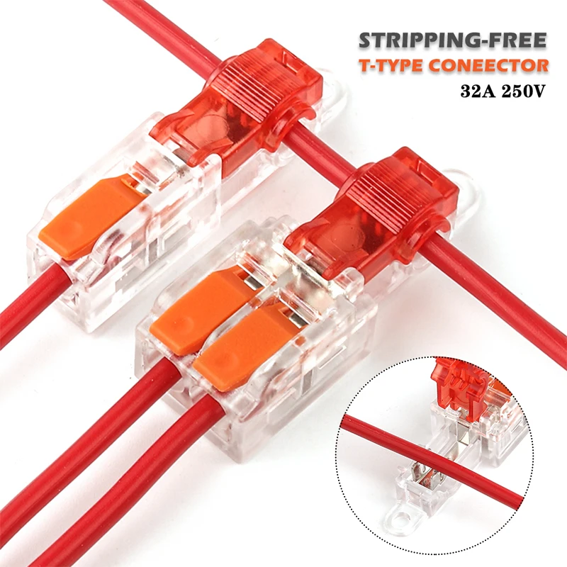 T-Type Stripping Free Wiring Connector With Fixing Hole Quick Branch ...