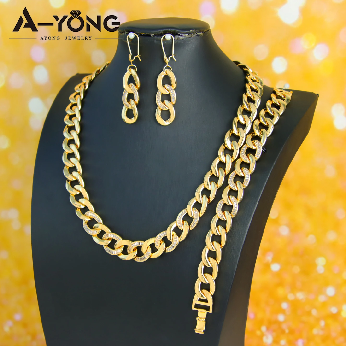 Luxury-Brazilian-Hip-Hop-Necklace-Set-21k-Gold-Plated-Italian-Zircon ...