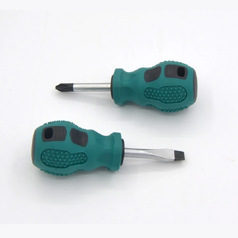 Mini Portable Short Handle Screwdriver Rubber Handle Magnetic Cross ...