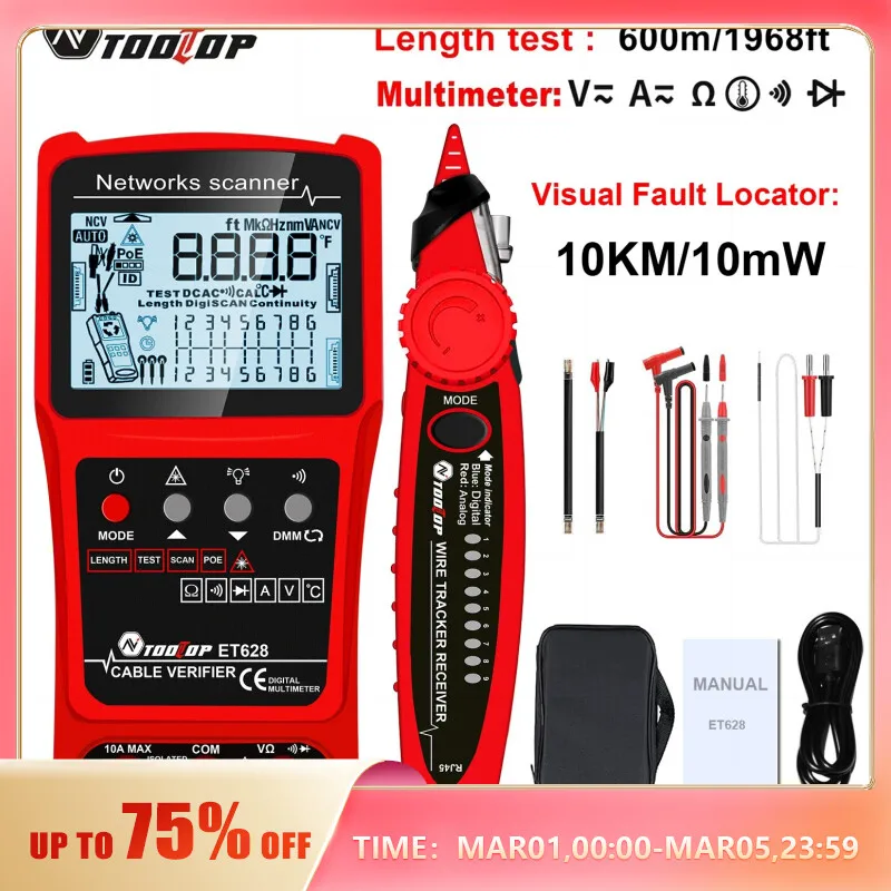 TOOLTOP-3-in-1-Network-Scanner-Visual-Fault-Locator-Multimeter-600M ...