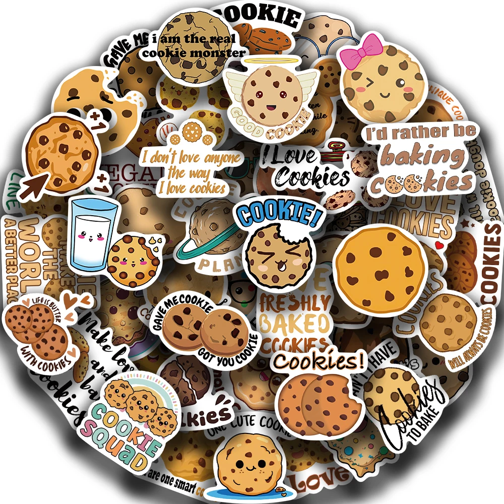 50pcs-Cute-Cartoon-Cookies-Food-Sticker-Vinyl-Laptop-Phone-Decals-For ...