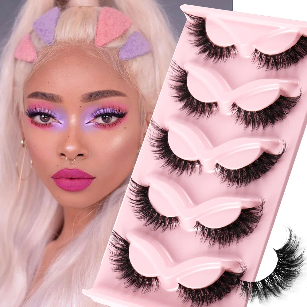 5-pairs-Cat-eye-Eyelashes-3D-Natural-False-Lashes-Fluffy-Soft-Cross ...