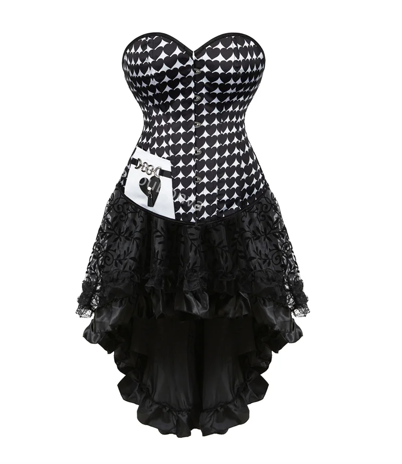 Corset Dress Tutu Skrits Set Skull Print With Lace Costume Party Sexy ...