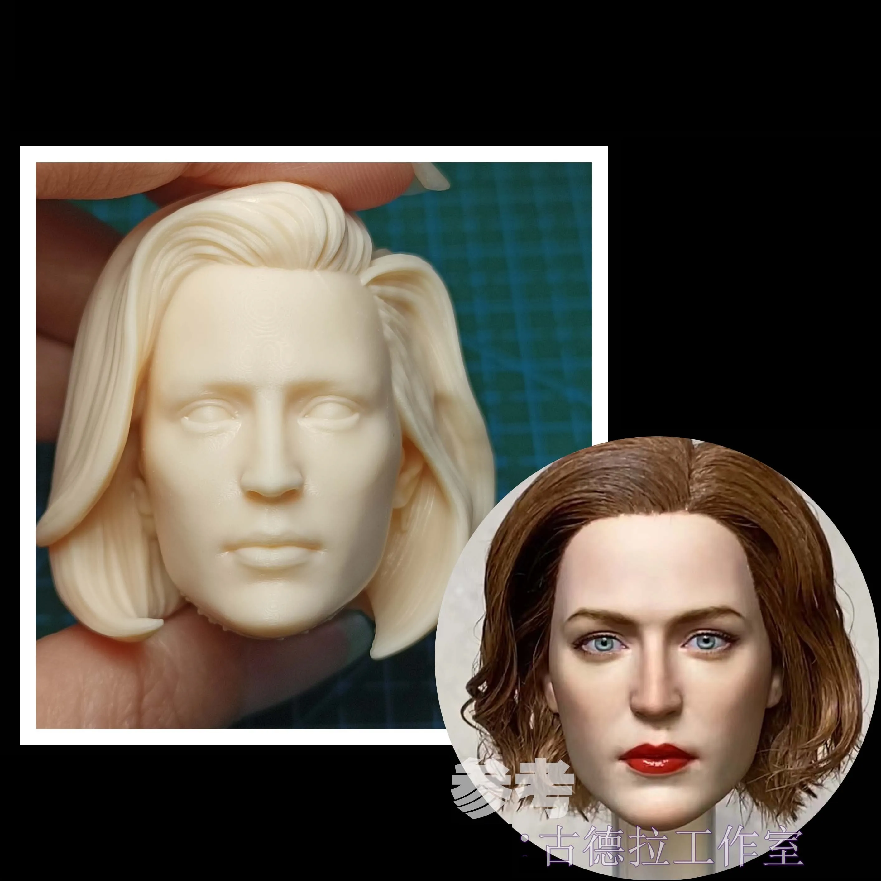 1-6-Unpainted-Female-Gillian-Anderson-Head-Sculpt-Carved-Model-Fit-12 ...