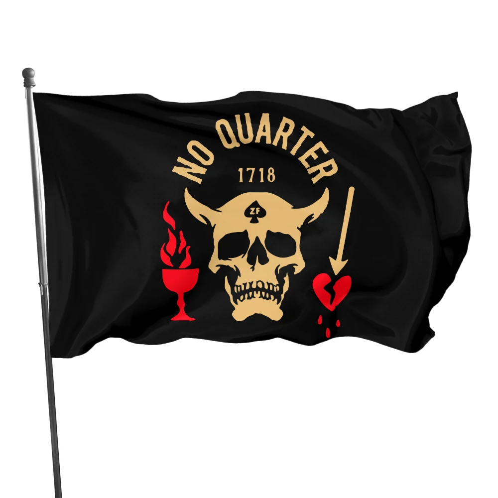 90*150cm 3*5ft Pirate Skull Flag NO QUARTER NO MERCY Banner Home Decor ...