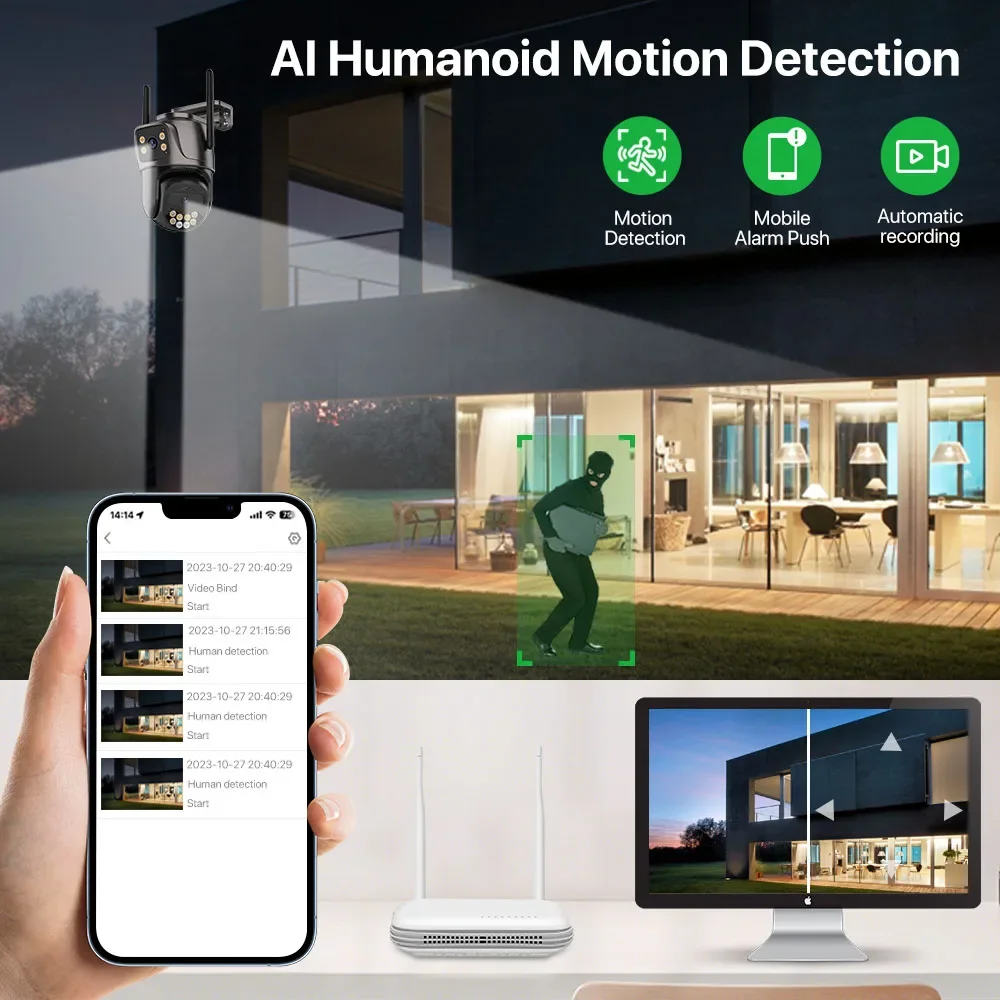 8CH WiFi NVR Recorder with PTZ Waterproof Camera & 6MP - CityMshop.com