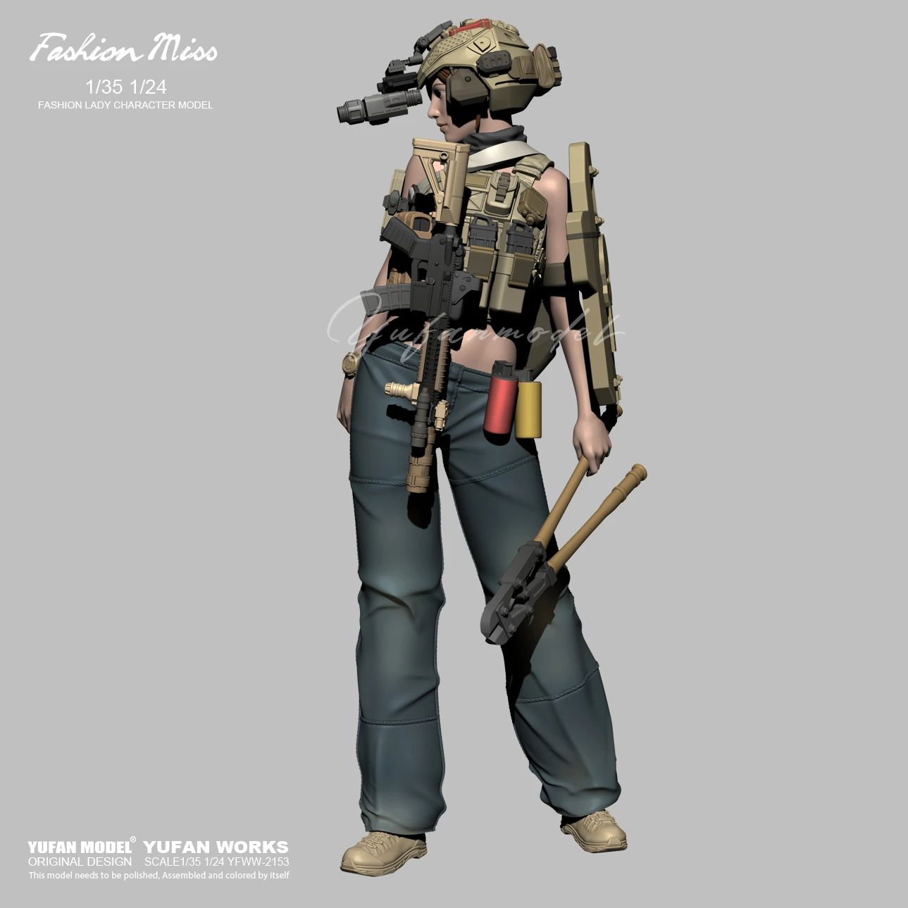 YUFAN MODEL Resin figure model kits DIY beauty5 colorless and self ...