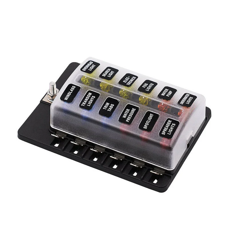 6-8-10-12-Way-Car-Boat-Blade-Fuse-Box-Block-Holder-LED-Indicator-Screw ...