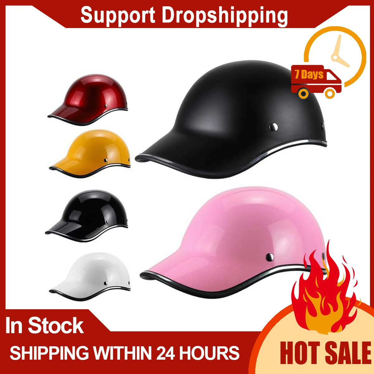 Open Face Motorcycle Helmet Baseball Cap Half Helmets For Men Women ...
