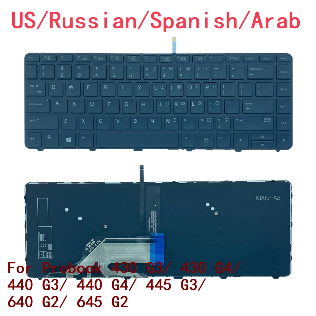 New-US-Russian-Spanish-Arab-Laptop-Backlit-Keyboard-For-HP-Probook-430 ...