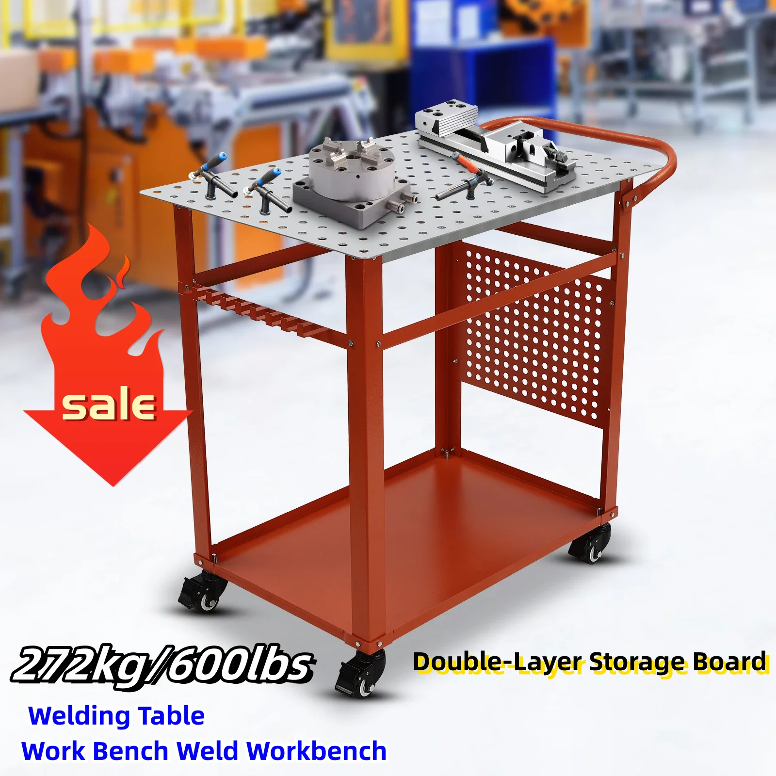 600lbs-Load-Welding-Table-Work-Bench-Weld-Workbench-on-Wheels-Double ...