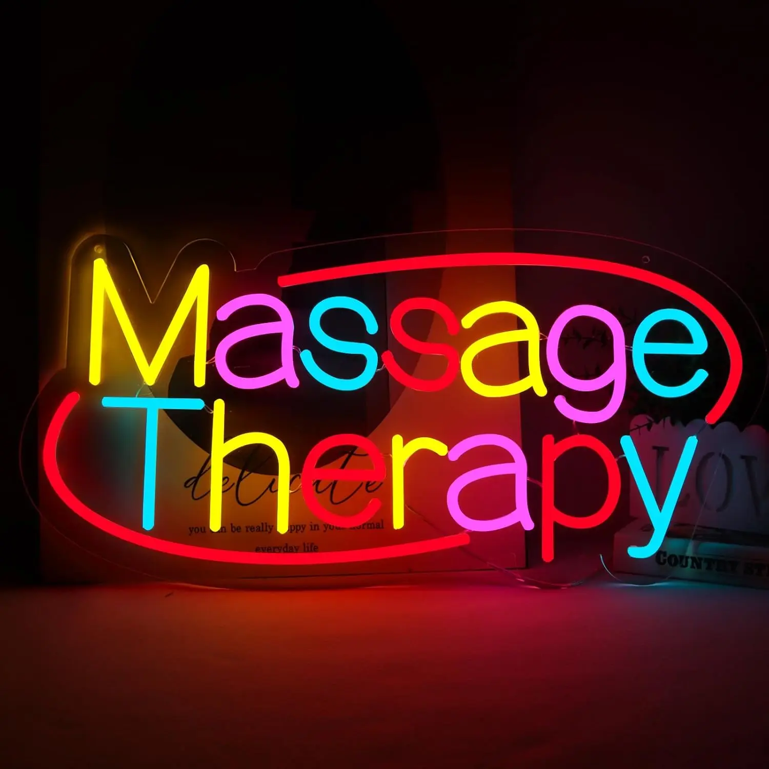 Massage Therapy LED Neon Sign Dimmable Night light for Bar Club Bedroom ...