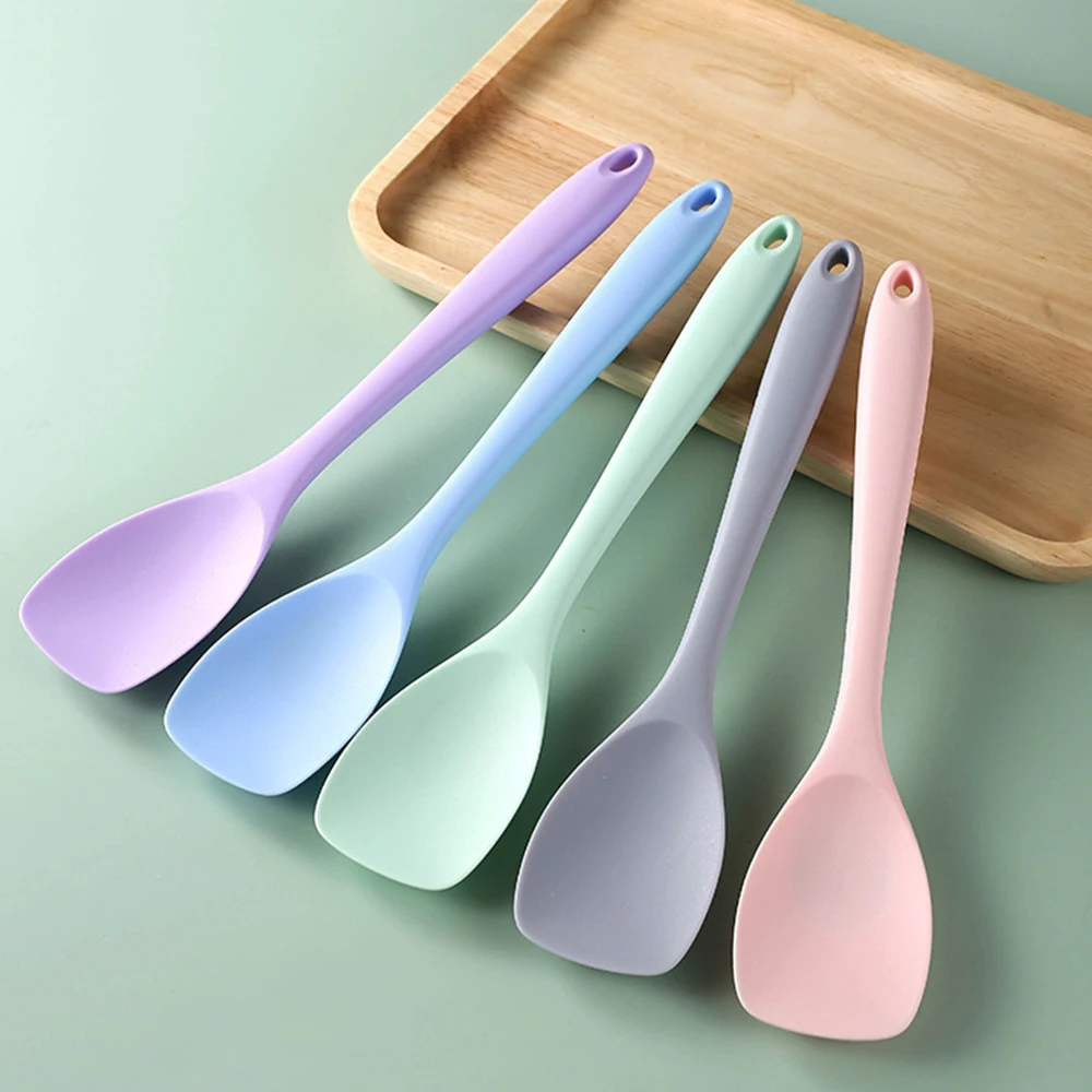 1PC-Silicone-Flat-Head-Shovel-Integrated-all-Inclusive-Salad-Spoon-non ...