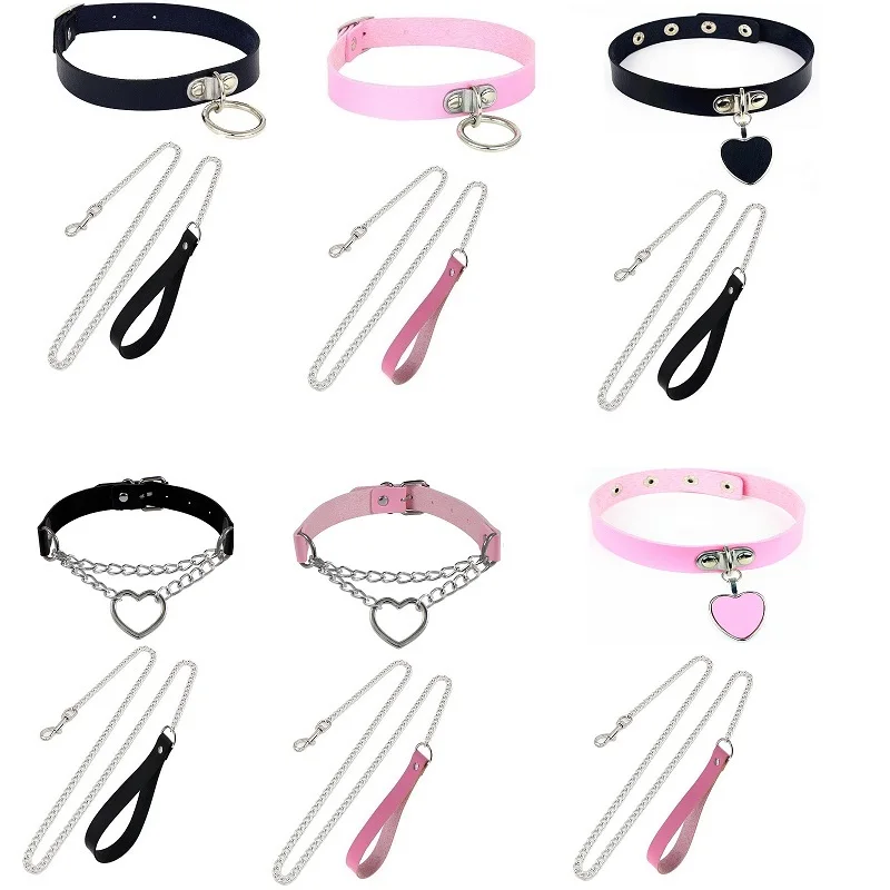 Sexy-Necklace-Collar-Leather-Bdsm-Cosplay-Slave-Heart-Collars-And-Leash-Set-For-Women-Bondage ...