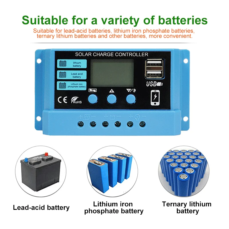 Solar Controller 12v24V Lithium-Ion Lead-Acid Battery Circuit Lighting ...